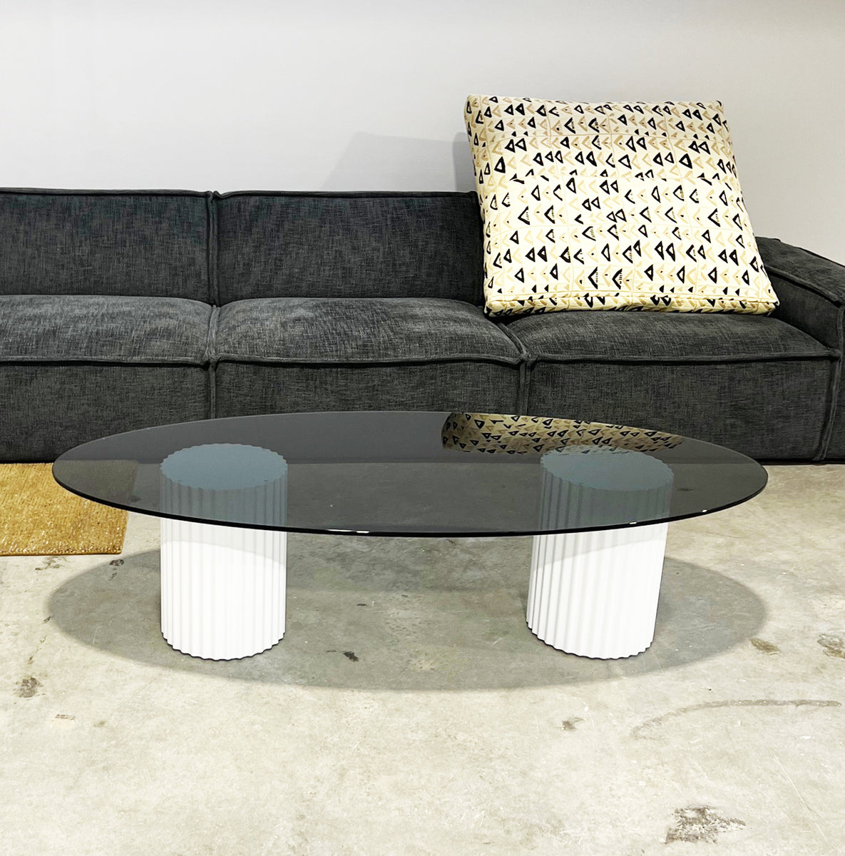 Ridge Oval Glass Coffee Table Final Sale – Beeline Design
